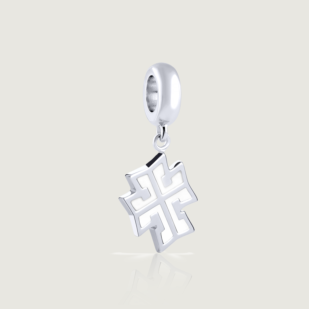 Gugoco | "White Cross Charm" Hatiq | Armenian Charms Jewelry